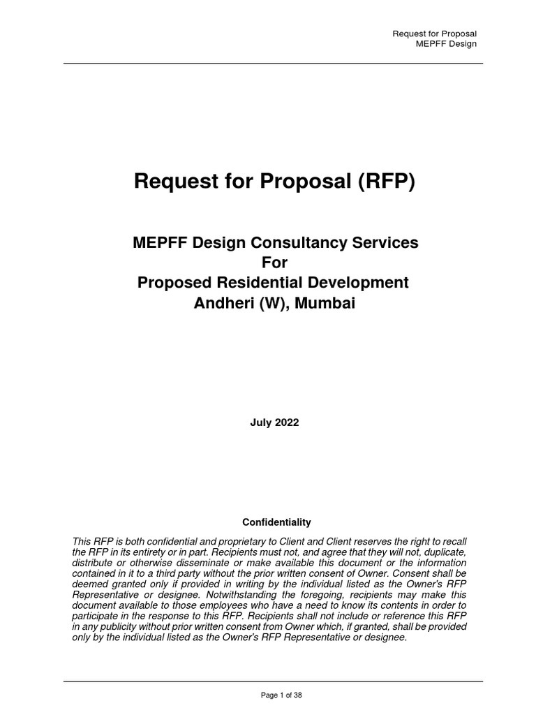 Sap RFP Mep R0 | PDF | Consultant | Request For Proposal