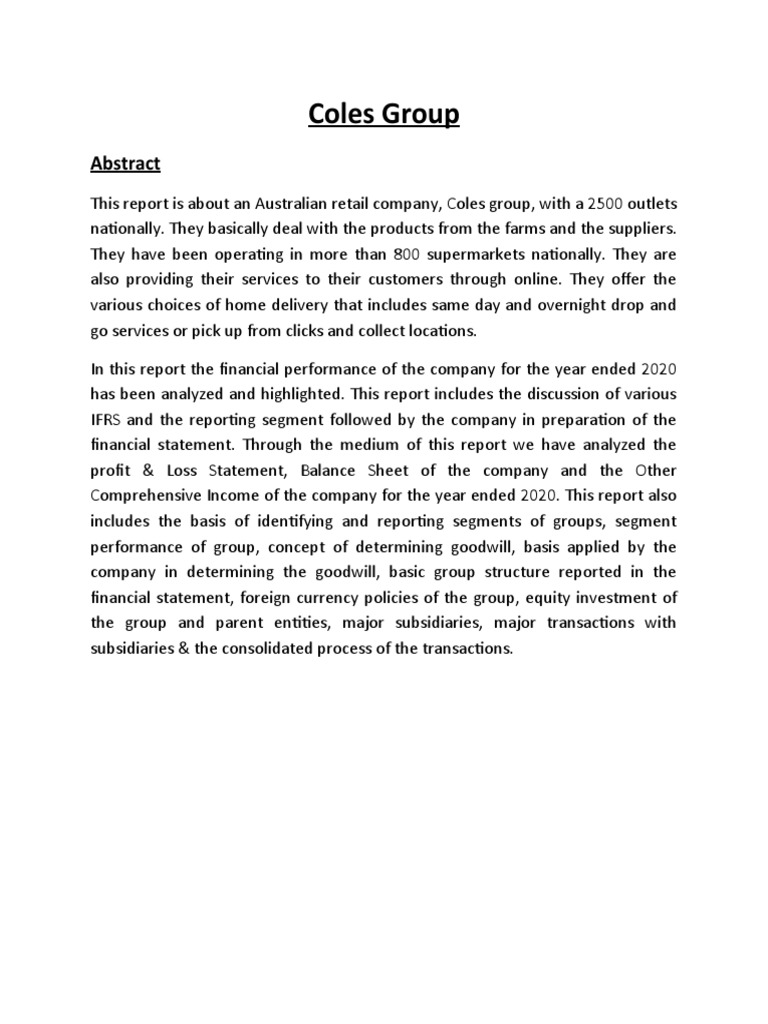 Coles Group | PDF | Goodwill (Accounting) | Income Statement