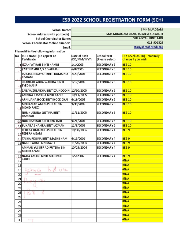 Esb 2022 School Bulk Registration SMK Muadzam Shah | PDF | Business ...
