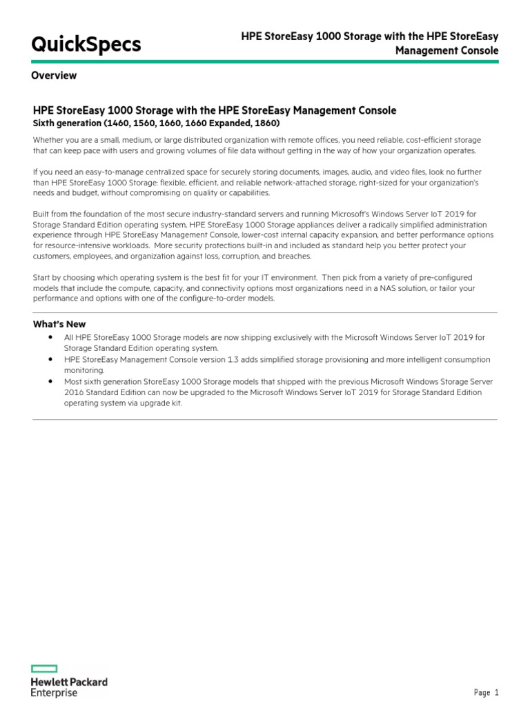 HPE StoreEasy 1000 Storage With The HPE StoreEasy Management Console ...