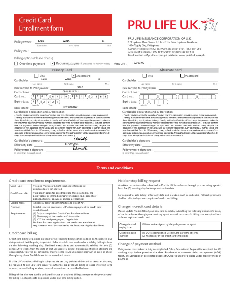 Editable-Credit - Card - Enrollment - Form - WINA LALU | PDF | Credit ...