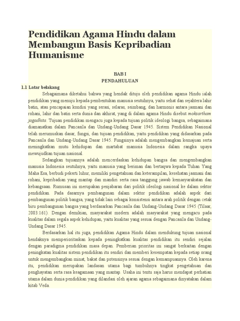 Pendidikan Agama Hindu Dalam Membangun Basis Kepribadian Humanisme | PDF | Agama & Spiritualitas