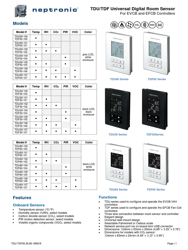 Neptronic Thermostat TDU-TDF00,30,60-190619 | PDF | Thermostat | Humidity