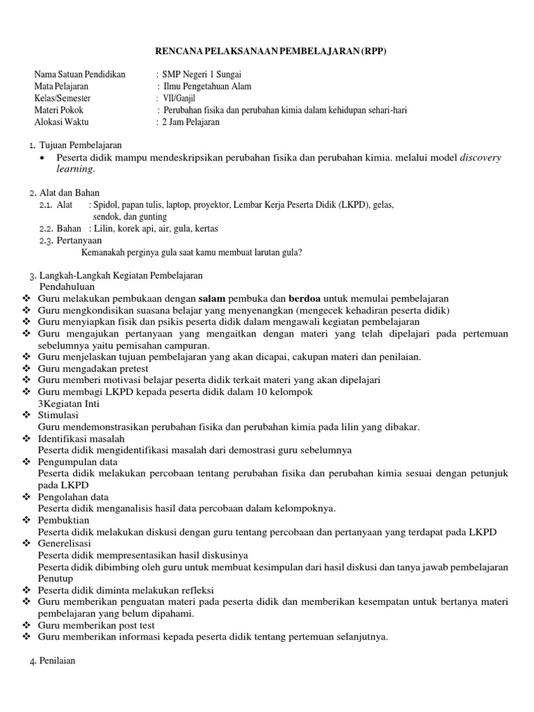 Lks Perubahan Fisika Dan Kimia Ipa 7 | PDF | Sains & Matematika