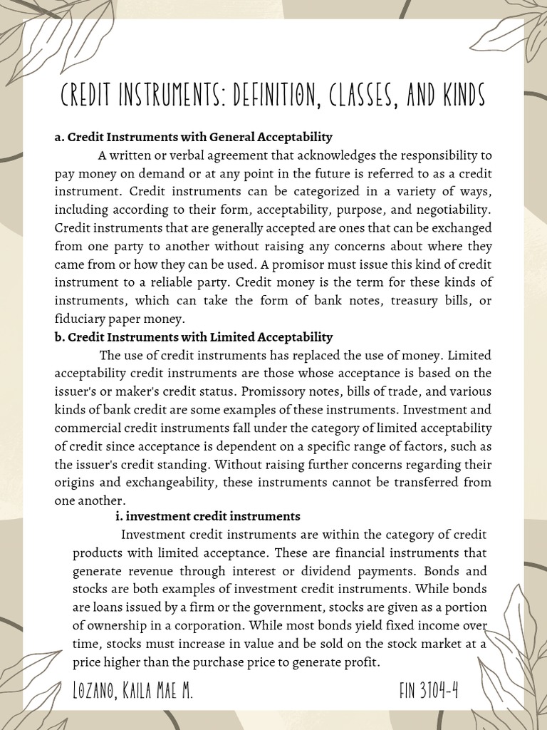 CMCP Module 1 Chapter 3 | PDF | Negotiable Instrument | Credit