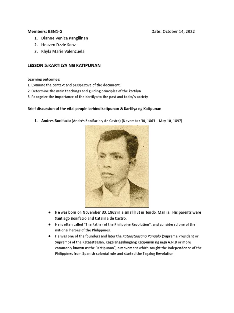 Key Teachings of the Kartilya ng Katipunan | PDF | President Of The ...