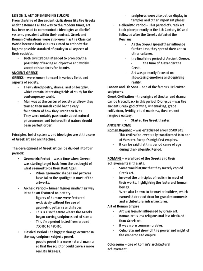 Lesson 8 Art of Emerging Europe - Compress | PDF | Ancient Greece | Baroque