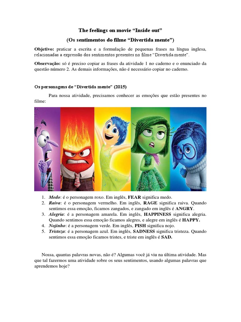 Expressing Emotions from Inside Out in English | PDF | Emoções | Língua ...