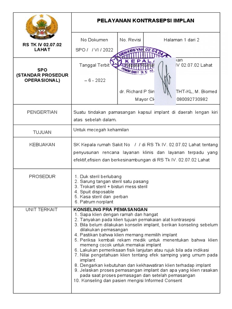 Spo KB Implan Bener | PDF