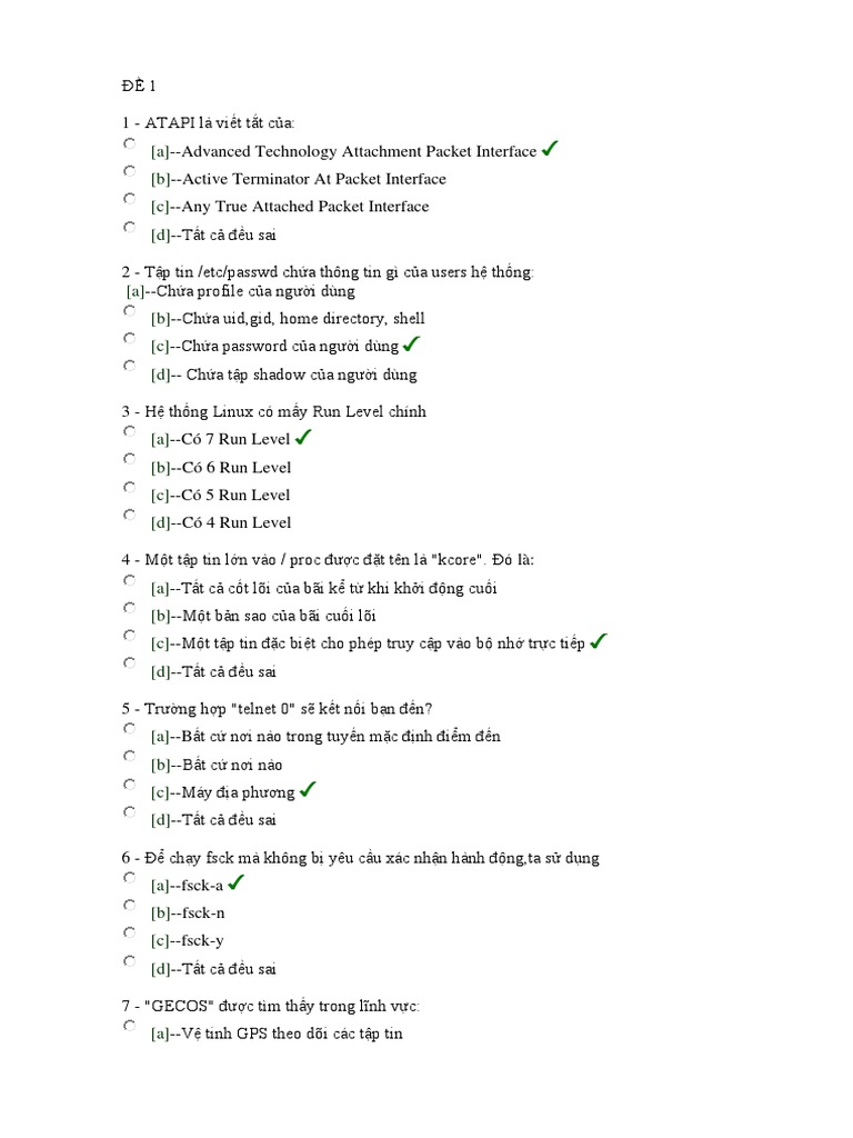 200 Cau Hoi On Tap Mon He Dieu Hanh Linux Vieclamvui | PDF