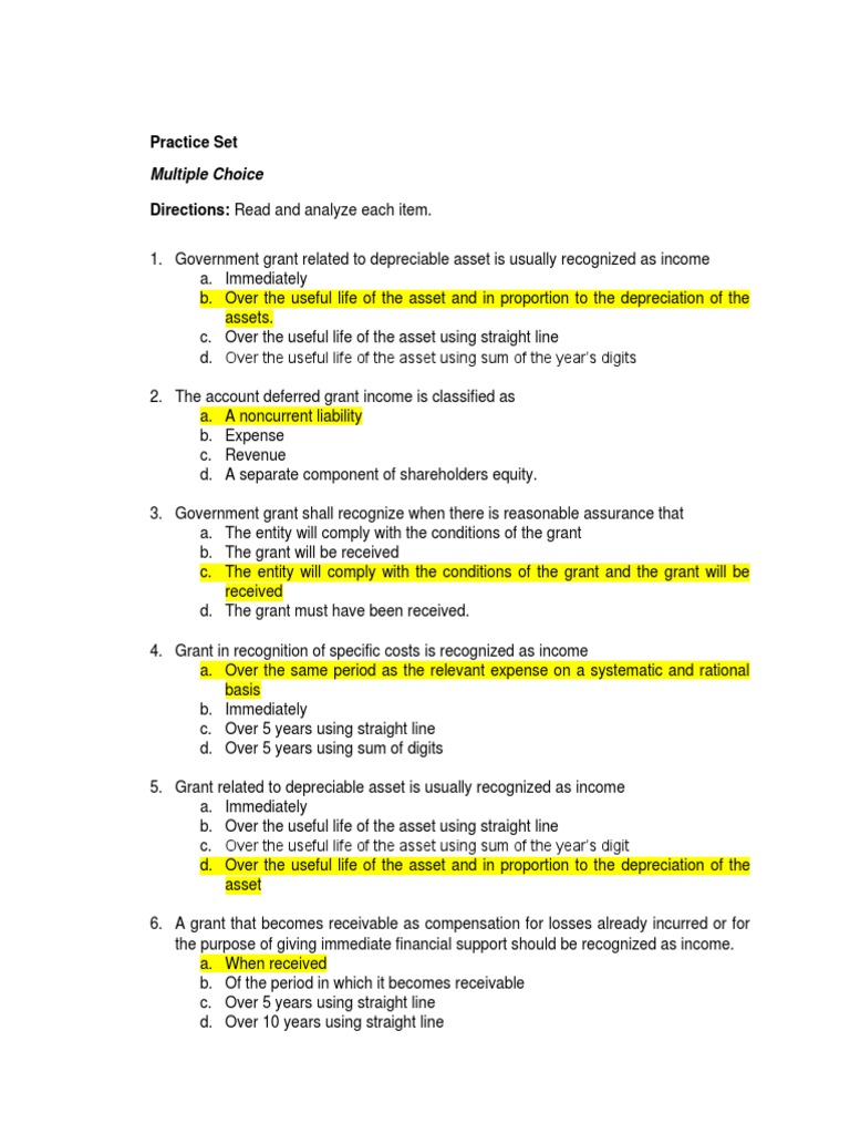 Practice Set | PDF | Intangible Asset | Investing