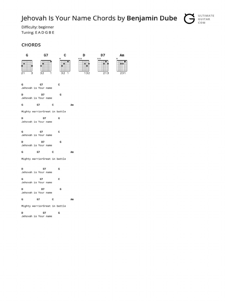 Jehovah Is Your Name Chords | PDF