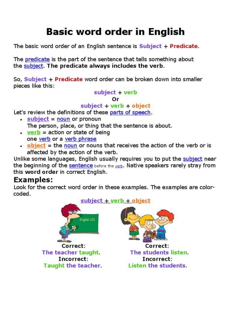 Word Order | PDF | Verb | Adjective