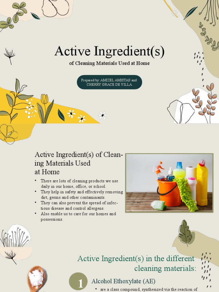 Active Ingredients of Cleaning Products-LESSON102 | PDF | Physical ...