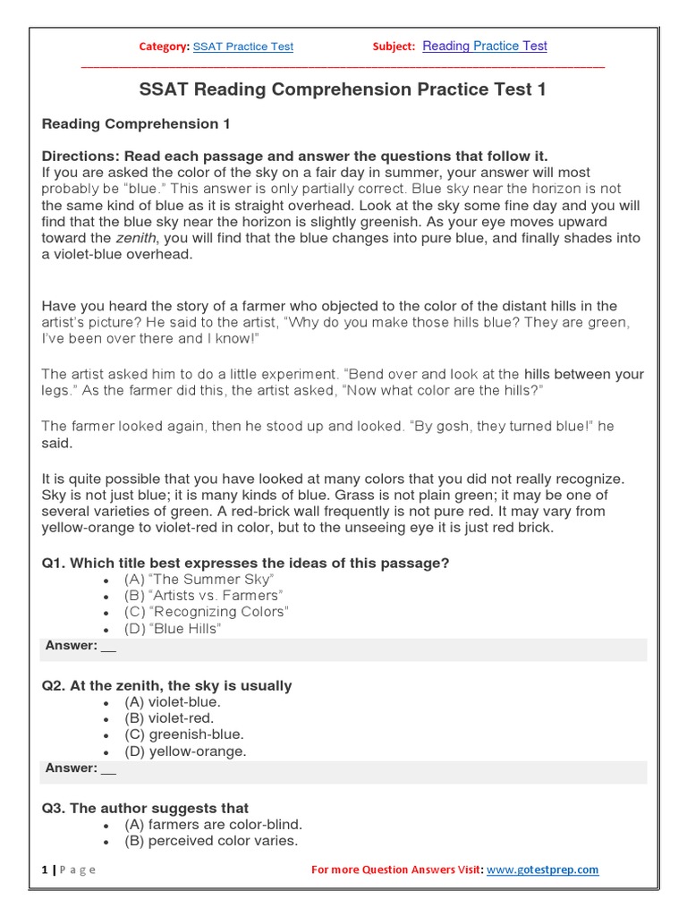 SSAT Reading Test | PDF | Bird Migration