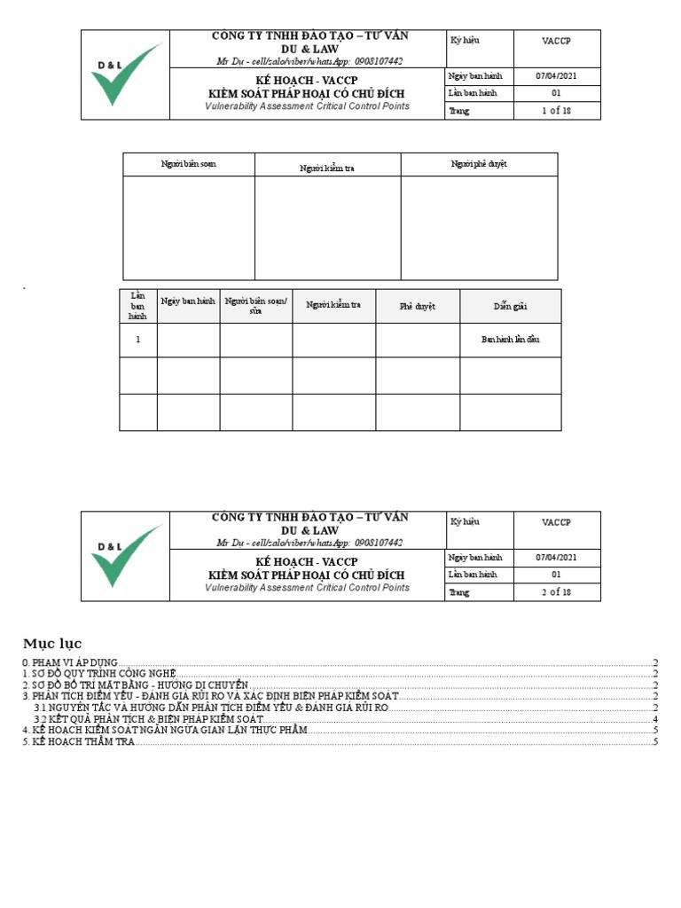 Vaccp Plan - 21.02 | PDF