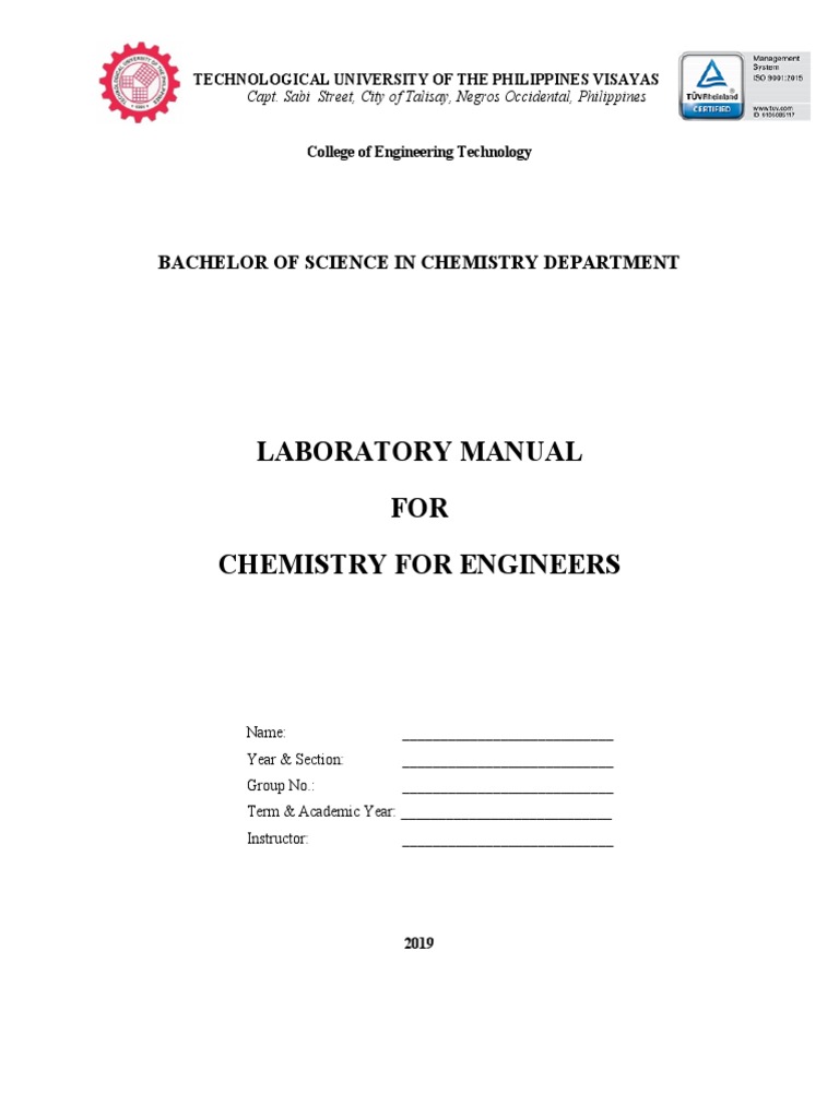 CHEM124 Chemistry For Engineers Laboratory Manual Activity 1-2 | PDF ...