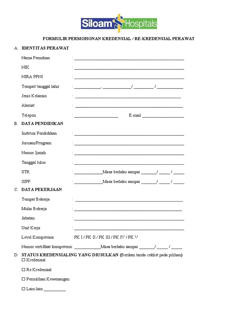 Formulir Permohonan Kredensial Dan Rekredensial | PDF | Karier ...