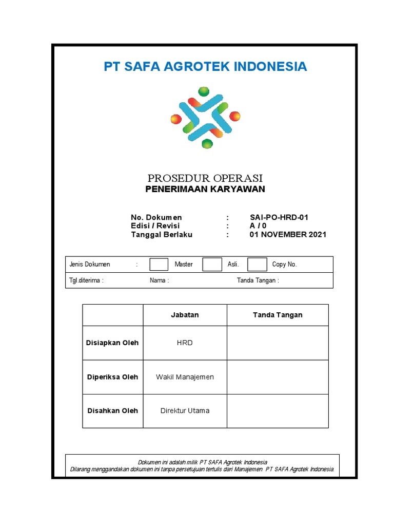 Prosedur Penerimaan Karyawan Baru | PDF