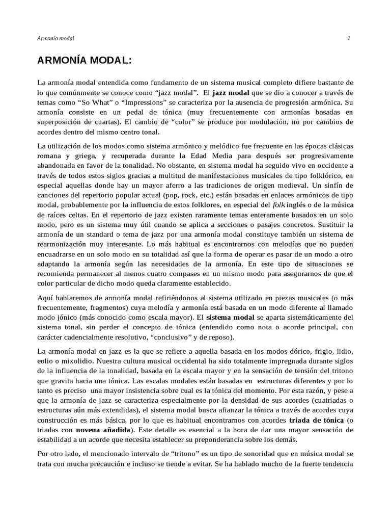 Armonía de Jazz-Armonía Modal | PDF | Acorde (Música) | Armonía