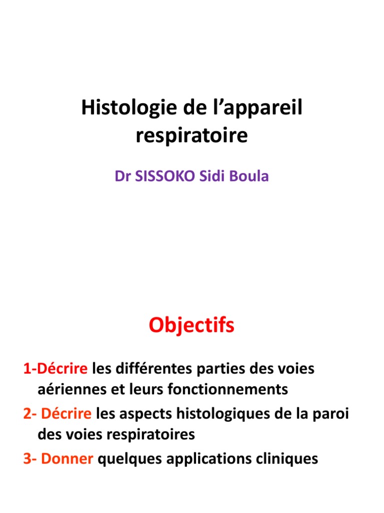 Histologie de l'Appareil Respiratoire | PDF | Épithélium | Poumon