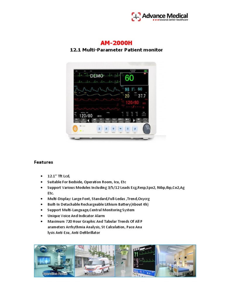 AM-2000H Multi-Parameter Monitor | PDF | Electrocardiography | Heart Rate