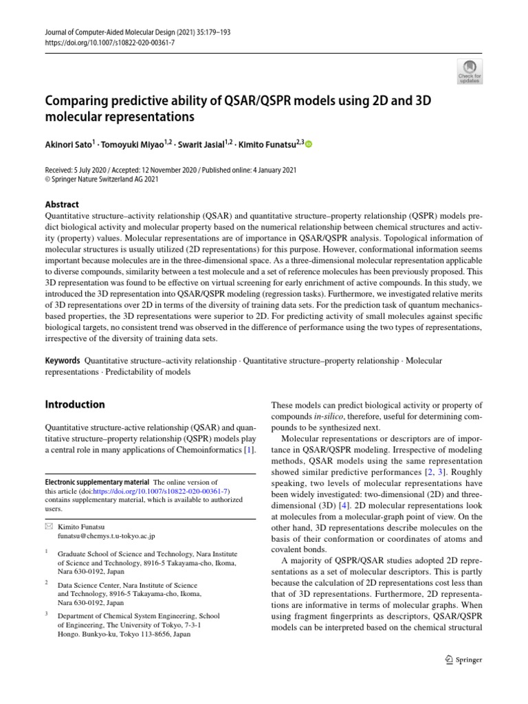 2d and 3d Qsar | PDF | Quantitative Structure–Activity Relationship ...
