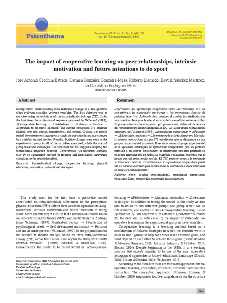 The Impact of Cooperative Learning On Peer Relationships, Intrinsic | PDF