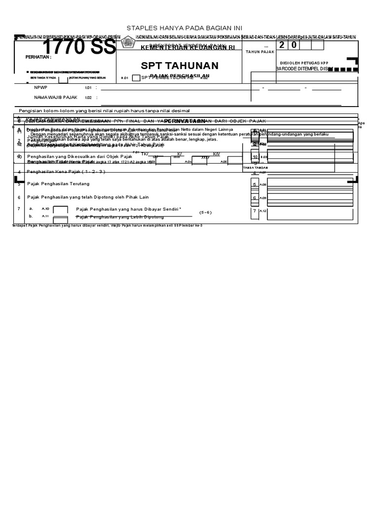Formulir SPT 1770 SS 2014 | PDF