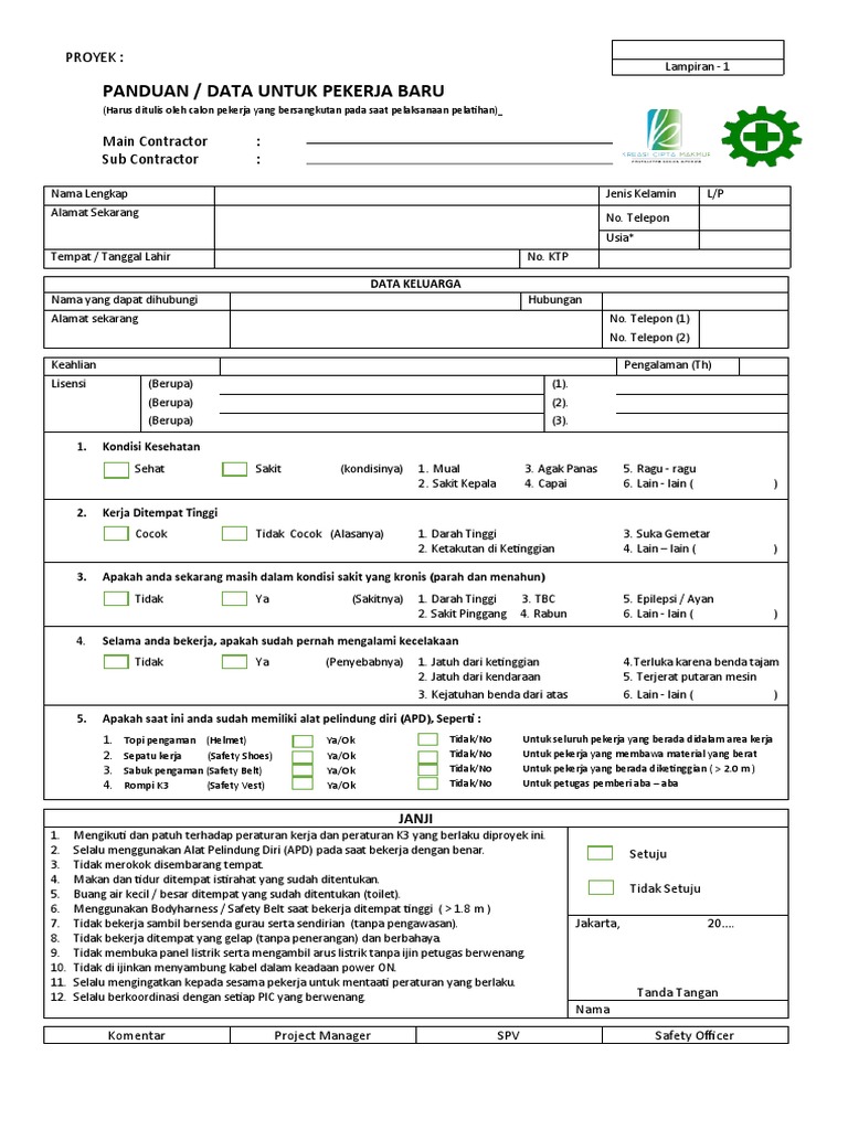 Formulir Induksi | PDF