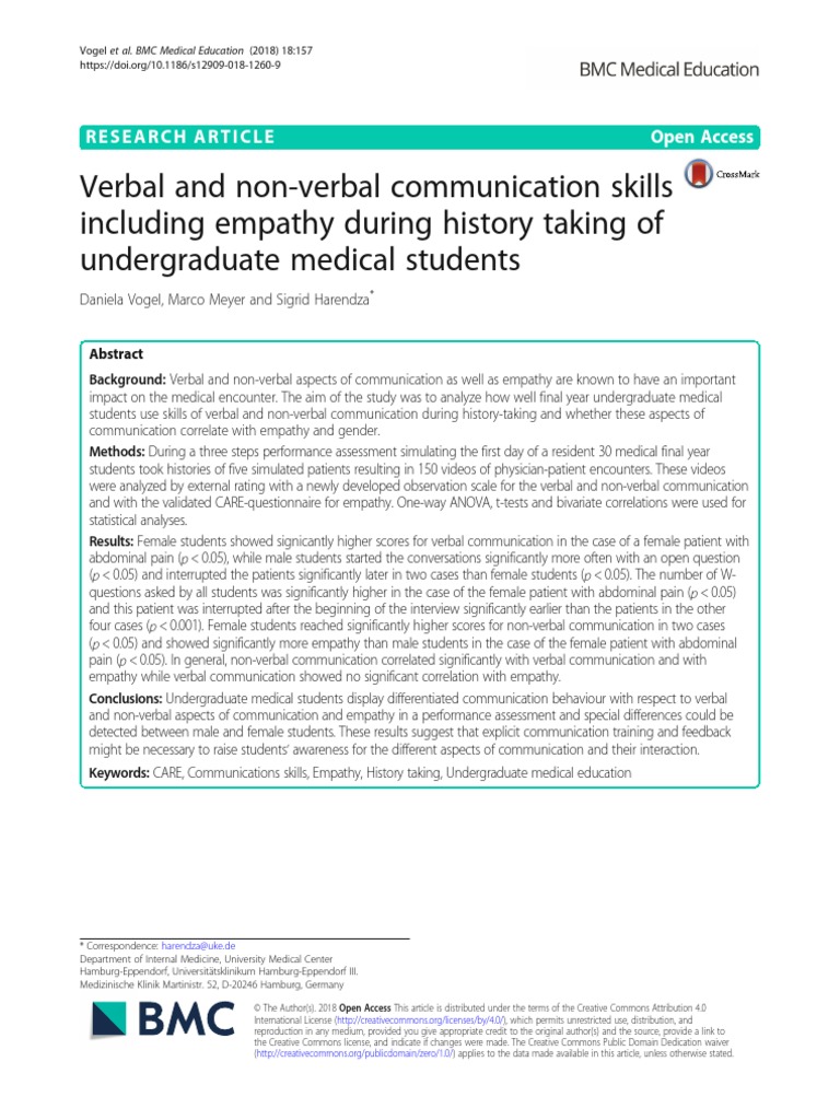 Vogel2018 - Verbal and Non-Verbal Communication Skills Includingempathy ...