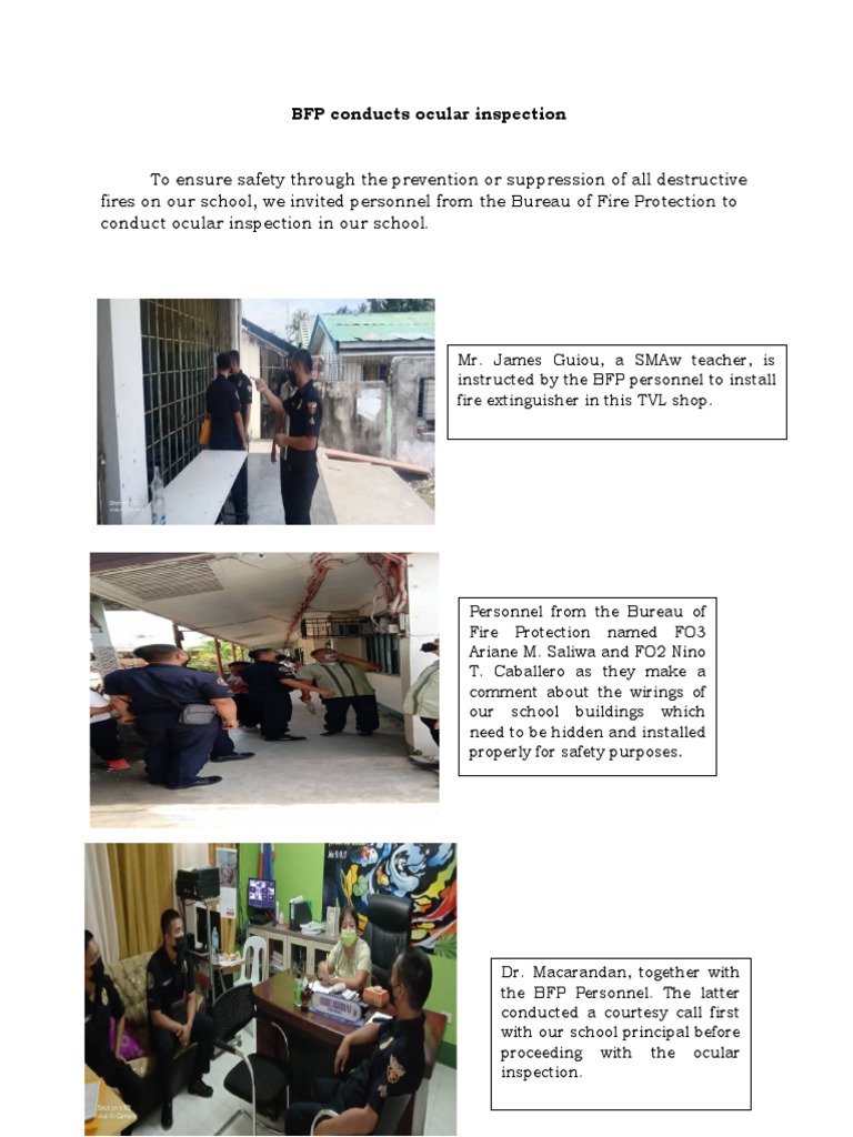 BFP Ocular Inspection for School Safety | PDF