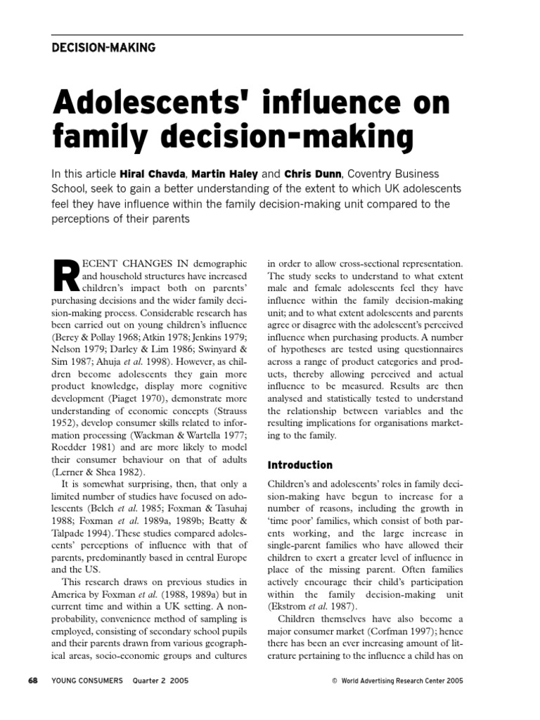 Children Influences On Family Decision Making | PDF | Adolescence ...