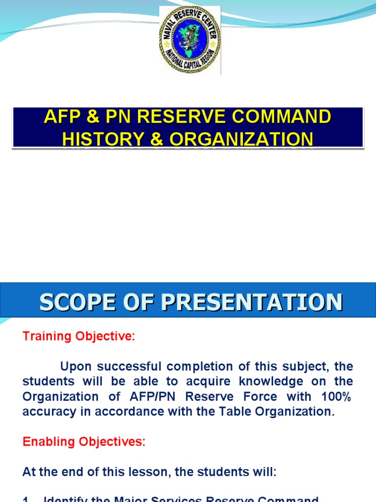 Organization and Structure of the Philippine Navy Reserve Command | PDF ...