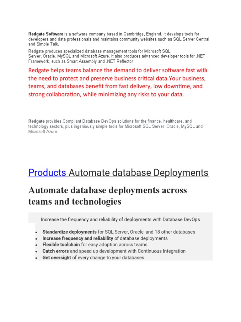 Redgate Software Pdf Databases Microsoft Sql Server