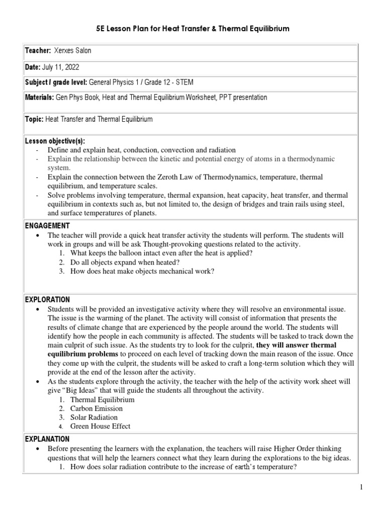 Lesson_Plan_Heat and work | PDF | Heat | Temperature