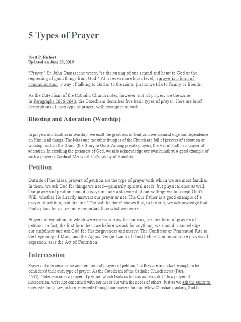 5 Types of Prayer | PDF | Prayer | Abrahamic Religions