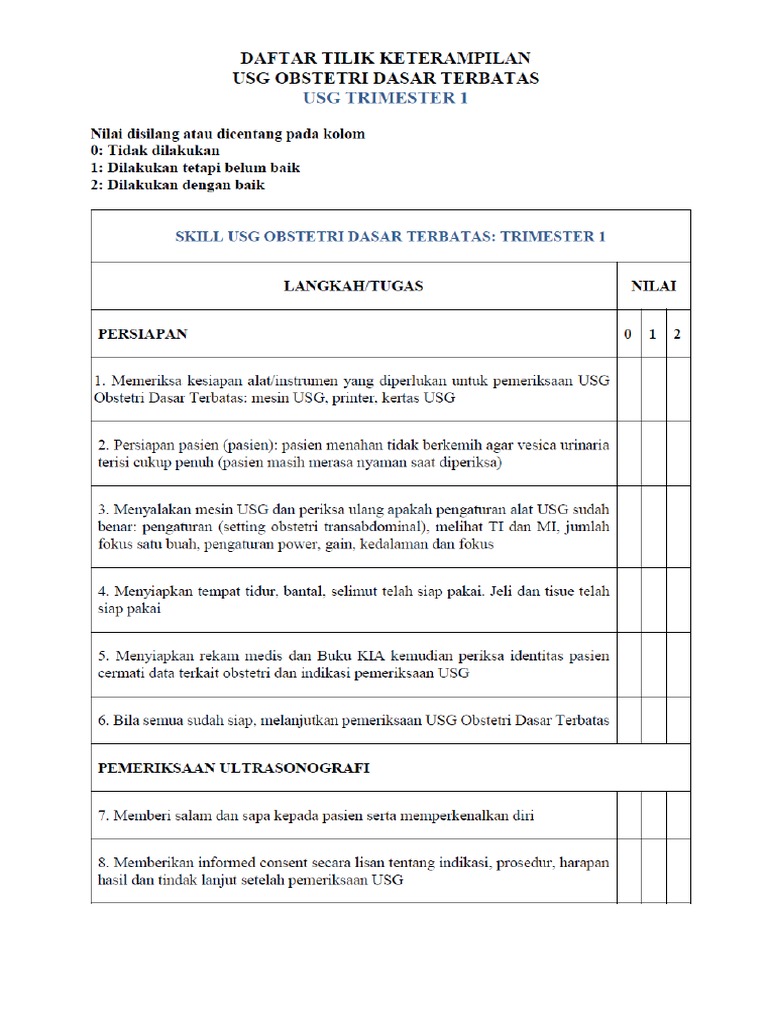 Daftar Tilik USG | PDF