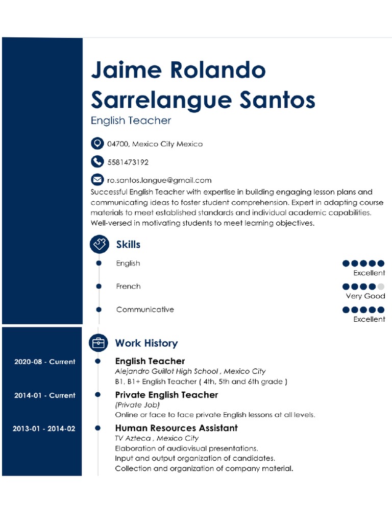 CV Jaime Rolando Sarrelangue Santos 2022 | PDF