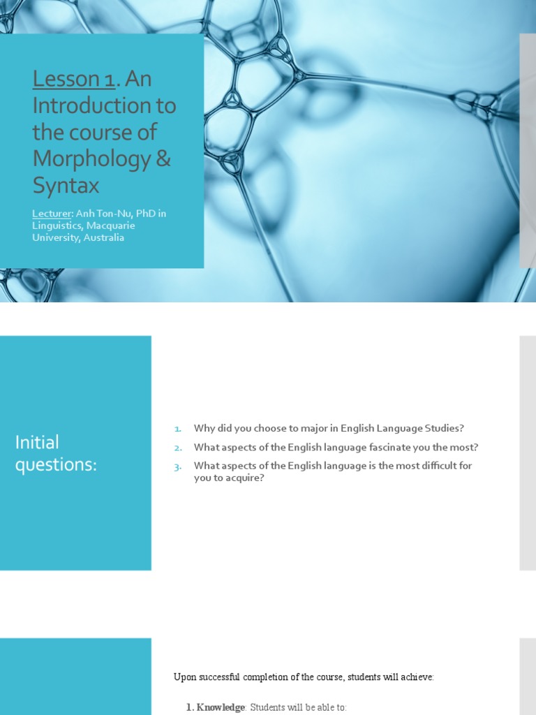 Lesson 1 | PDF | Morphology (Linguistics) | Word