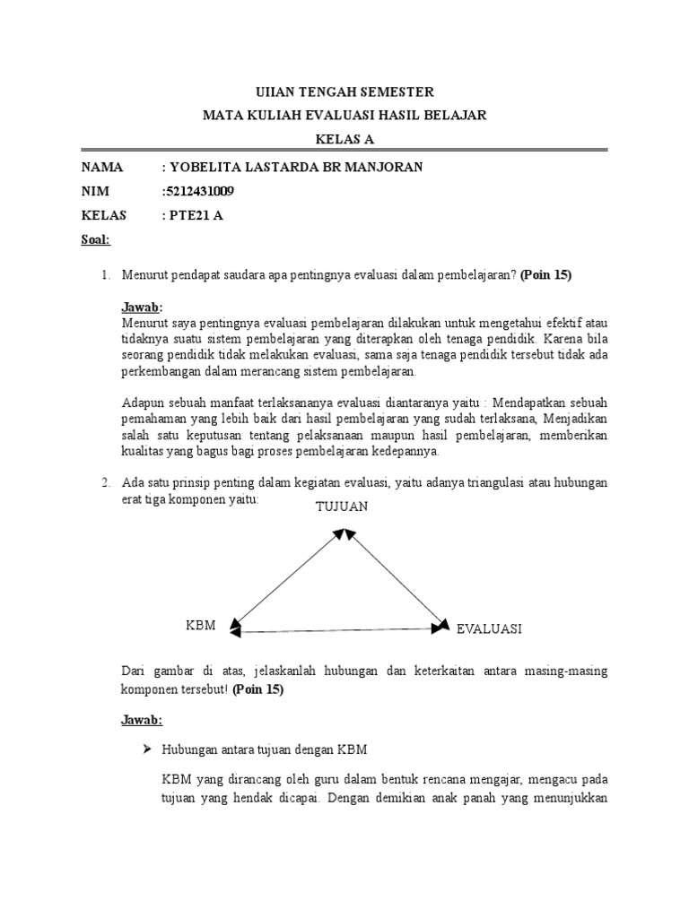 Uts - Evaluasi Hasil Belajar | PDF