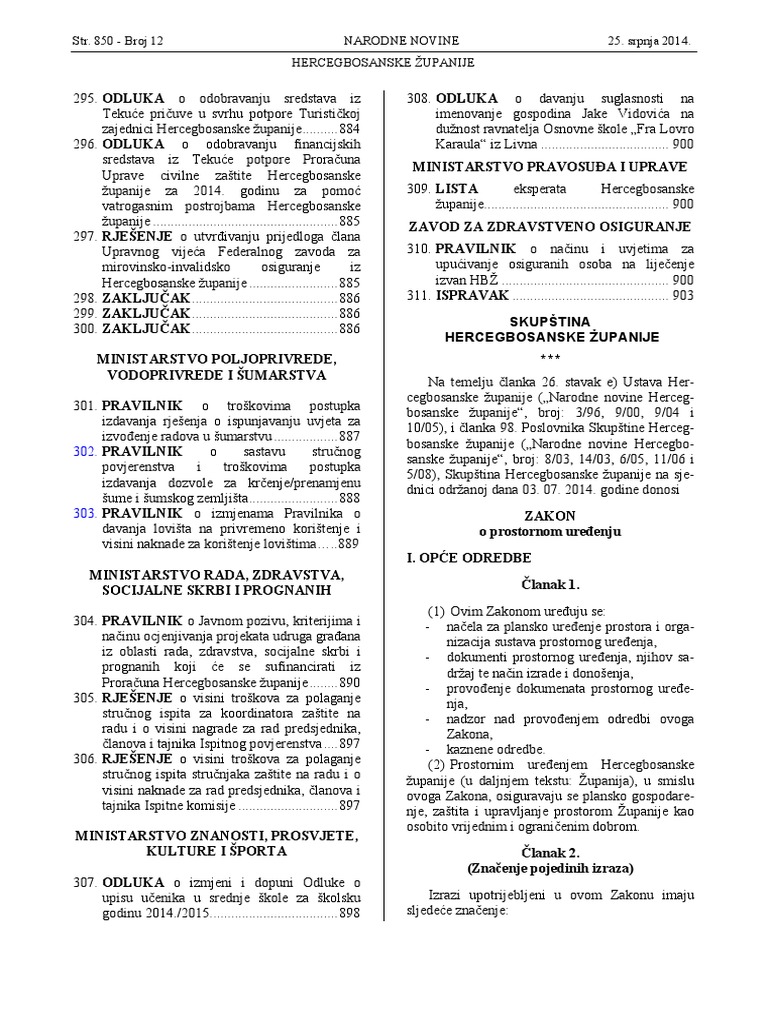 Zakon o Prostornom Uredenju HBZ | PDF