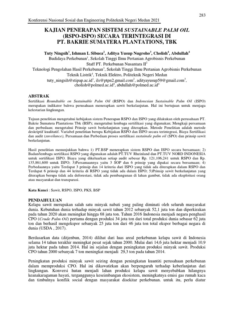 Kajian Penerapan RSPO-ISPO | PDF