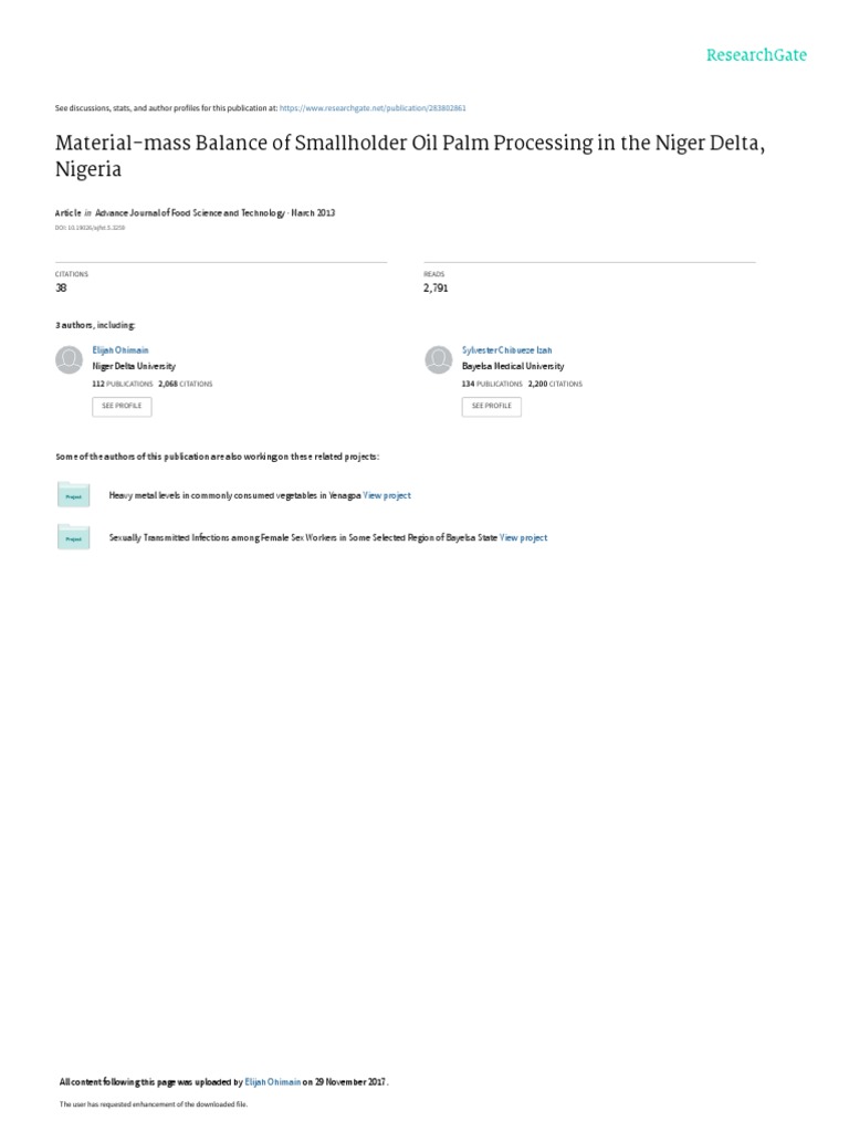 Material-Mass Balance of Smallholder Oil Palm Proc | PDF | Palm Oil ...