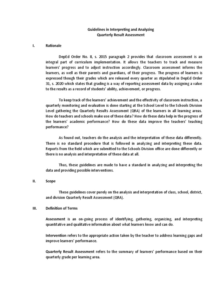 Teacher's Guide to QRA Analysis | PDF | Educational Assessment | Learning