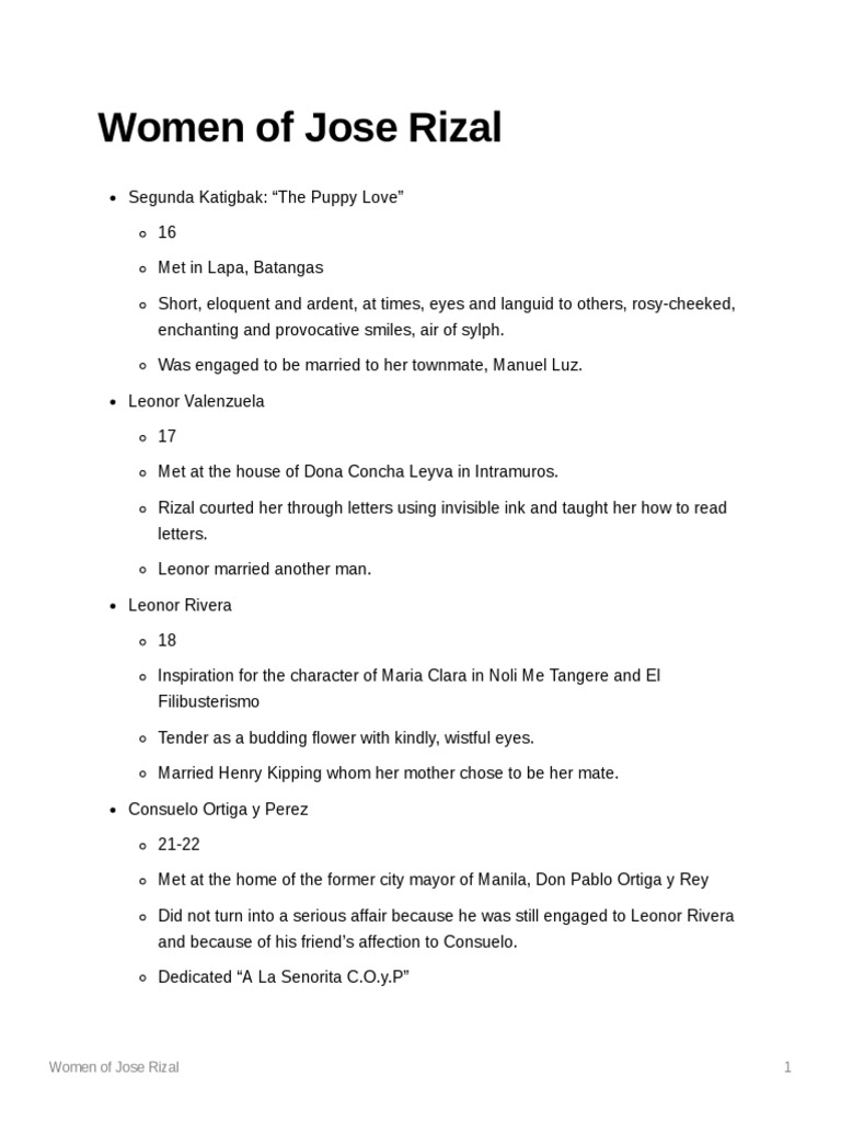 Portraits of Love: An Exploration of Jose Rizal's Significant Romances ...