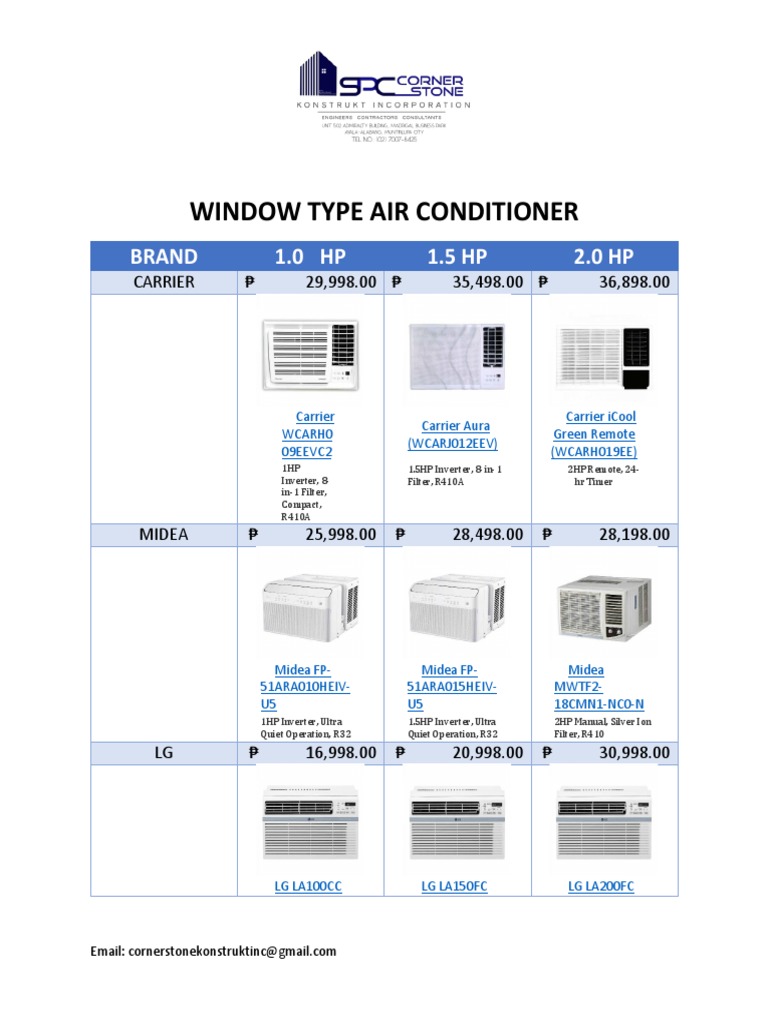 Window Type Air Conditioner | PDF
