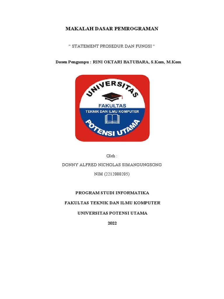 Makalah Dasar Pemrograman Donny 1 | PDF