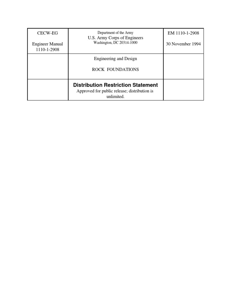 Engineering and Design ROCK FOUNDATIONS | PDF | Geotechnical ... Engineering and Design ROCK FOUNDATIONS | PDF | Geotechnical ...