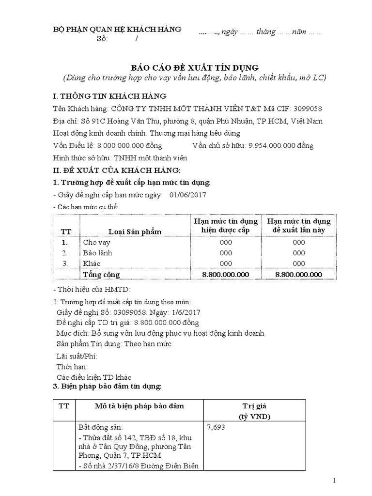 Mẫu tờ trình KHDN 1 | PDF